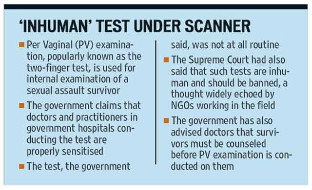 Two-finger test on rape victims not must, but can't be banned: Govt ...