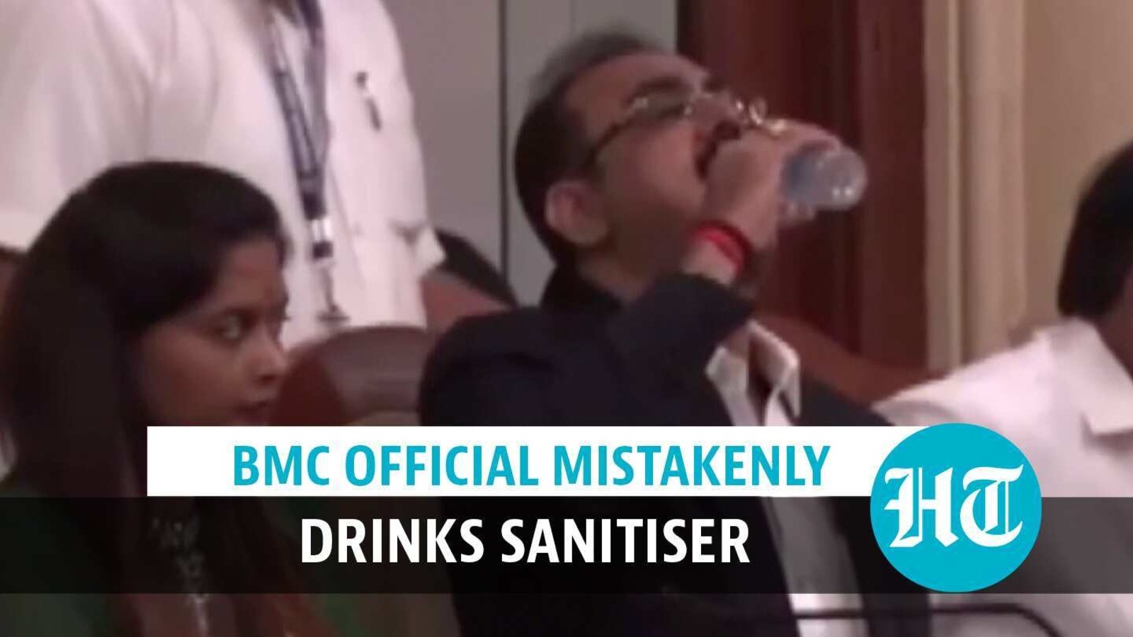 Bmc Official Mistakenly Drinks Sanitiser Instead Of Water Video Goes Viral Hindustan Times