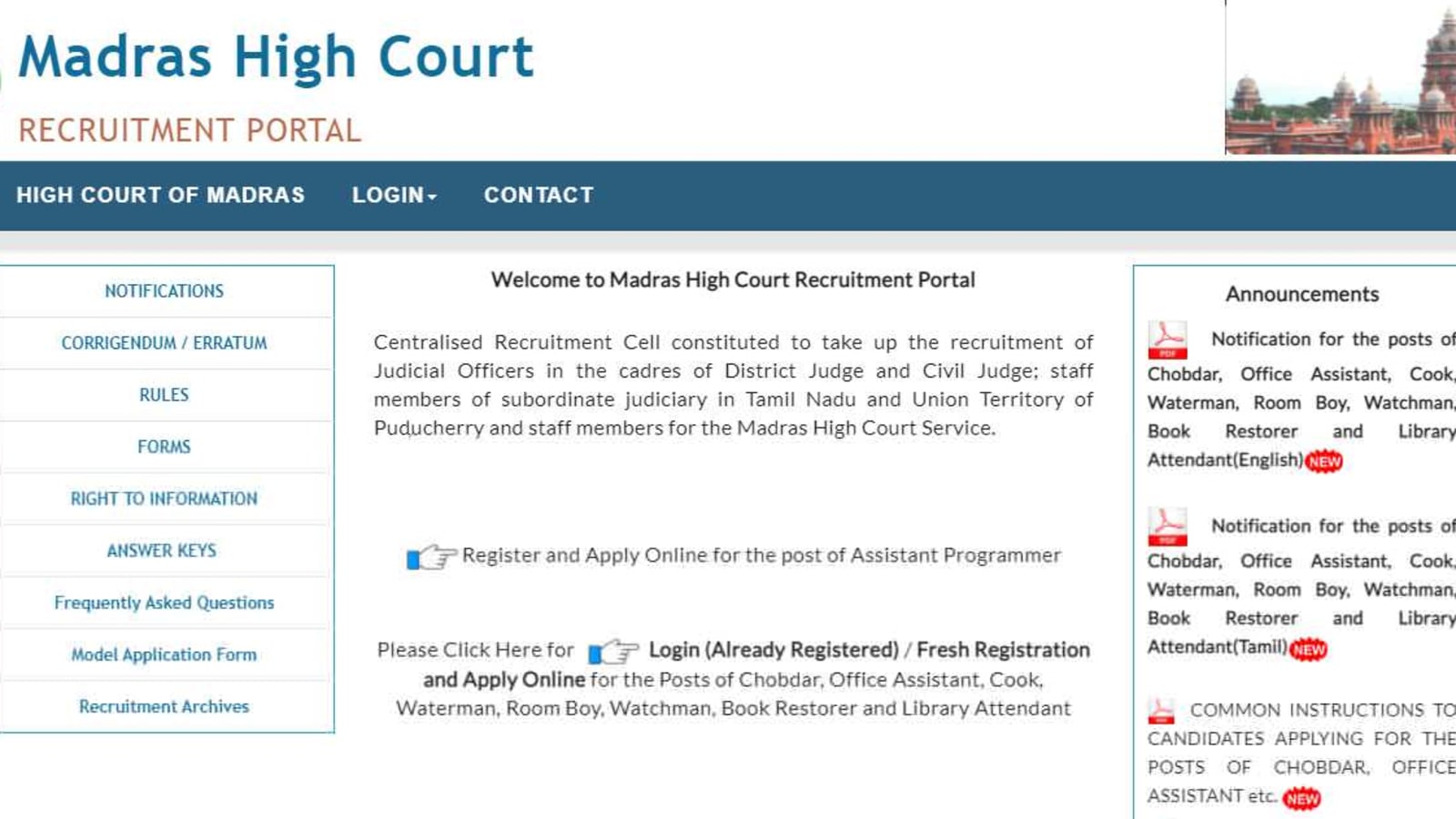 Madras HC Recruitment 2021: 367 Office Assistant and other posts on ...