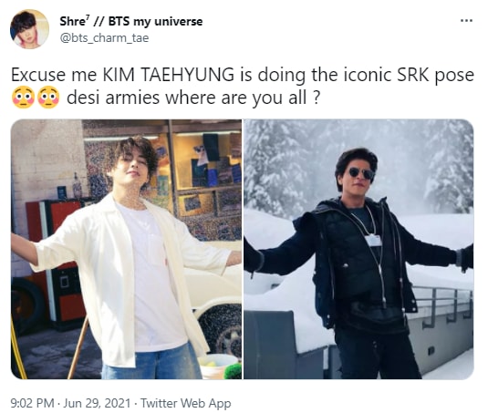 BTS: V's pose in Butter concept picture reminds fans of Shah Rukh Khan ...