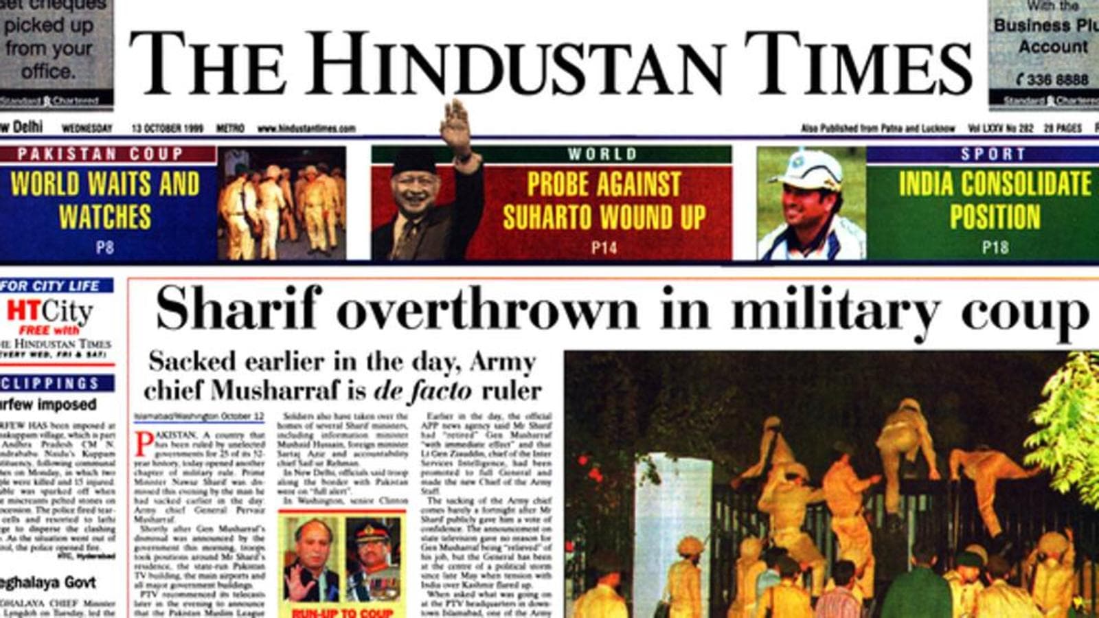 HT This Day: October 13, 1999 — Sharif overthrown in military coup ...