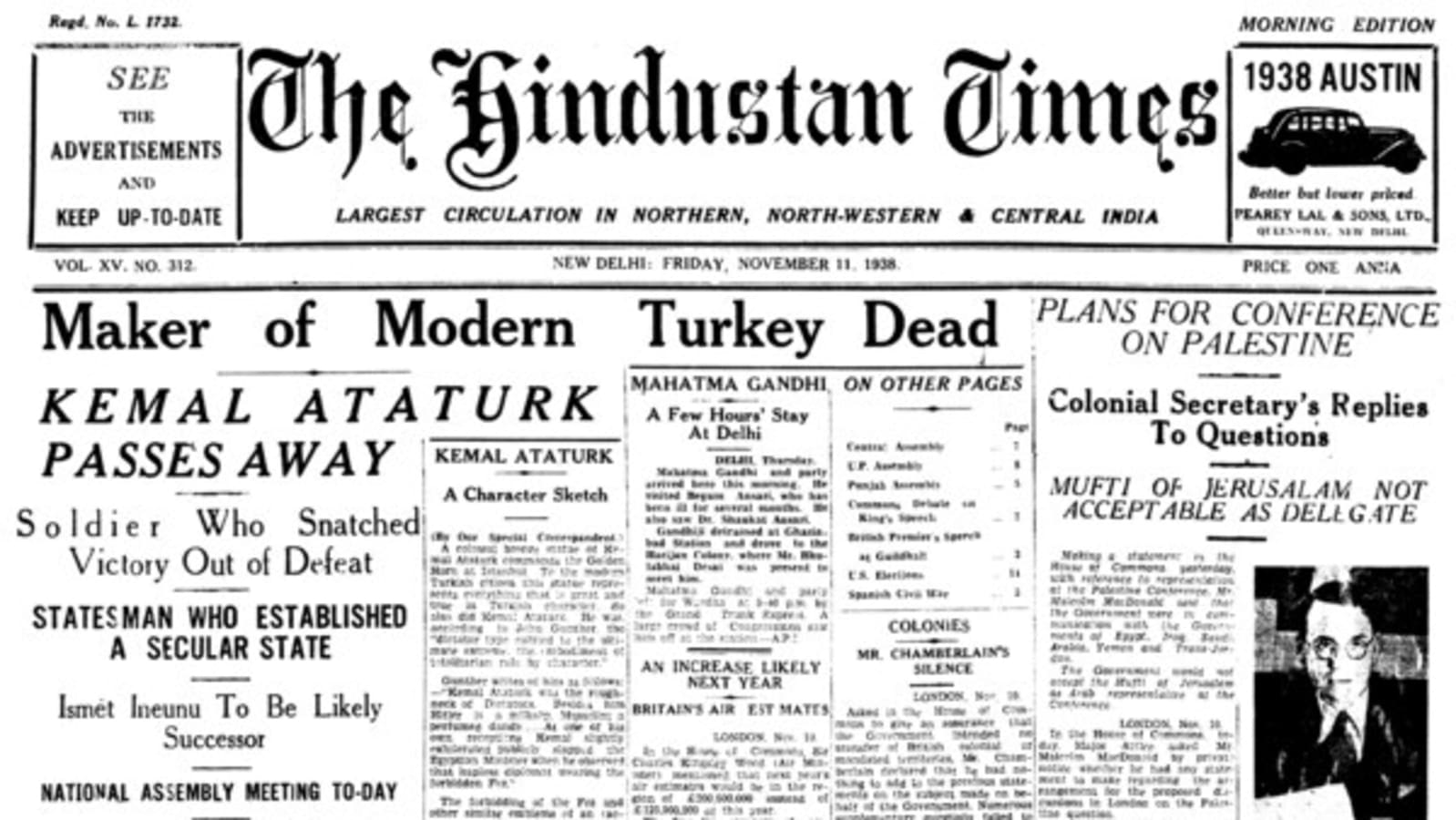 HT This Day: Nov 11, 1938 - Maker of modern Turkey dead | World News