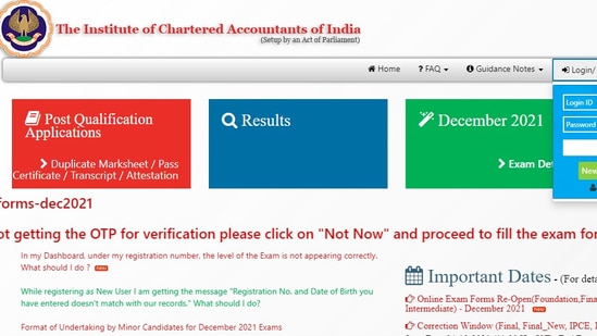 ICAI CA admit cards 2021 for December 2021 exams out at icaiexam.icai ...