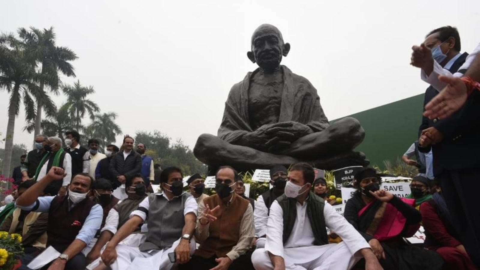 Opposition Lawmakers Hold Protest Against Suspension Of Rajya Sabha