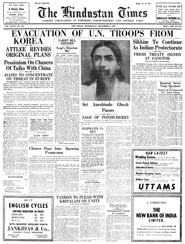 HT This Day: December 6, 1950 - Sri Aurobindo Ghosh passes | Latest ...