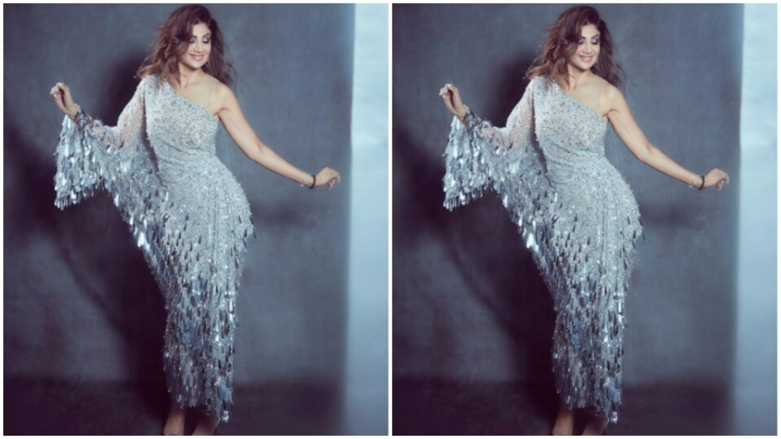 Shilpa Shetty is ready for the holidays in a shimmery white gown ...