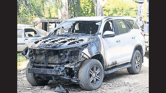 Panipat MLA’s car set ablaze in Chandigarh | Hindustan Times