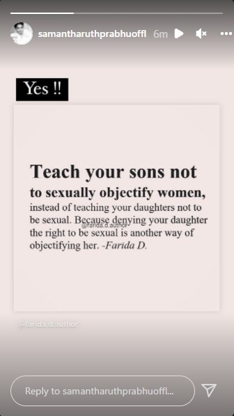 Samantha Ruth Prabhu reacts to post that says ‘teach your sons not to ...