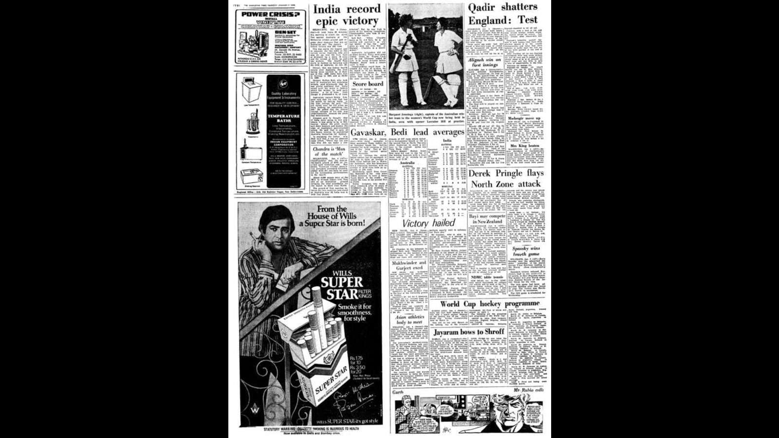 Ht This Day January 5 1978 — India Record Epic Victory At Melbourne