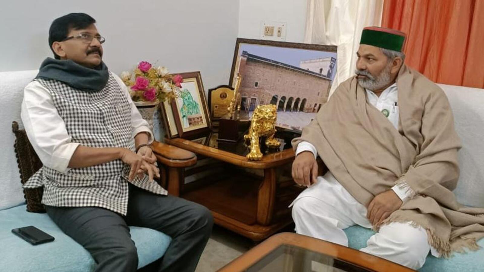 Rakesh Tikait by his side, Raut says Sena will contest against Yogi in ...