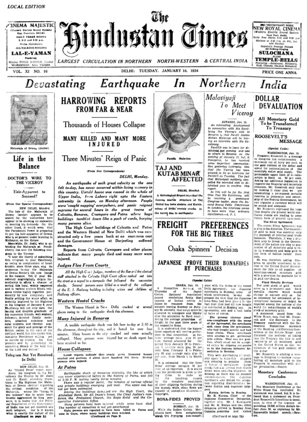 HT This Day: Jan 16, 1934 – Devastating Earthquake In Northern India ...