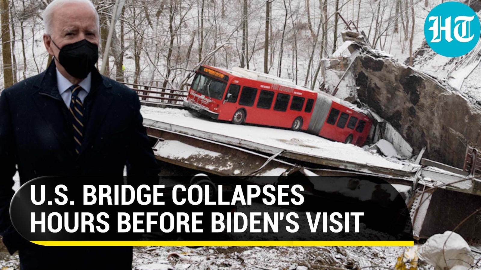 Narrow escape for Biden? Bus plunges into ravine as Pittsburgh bridge ...