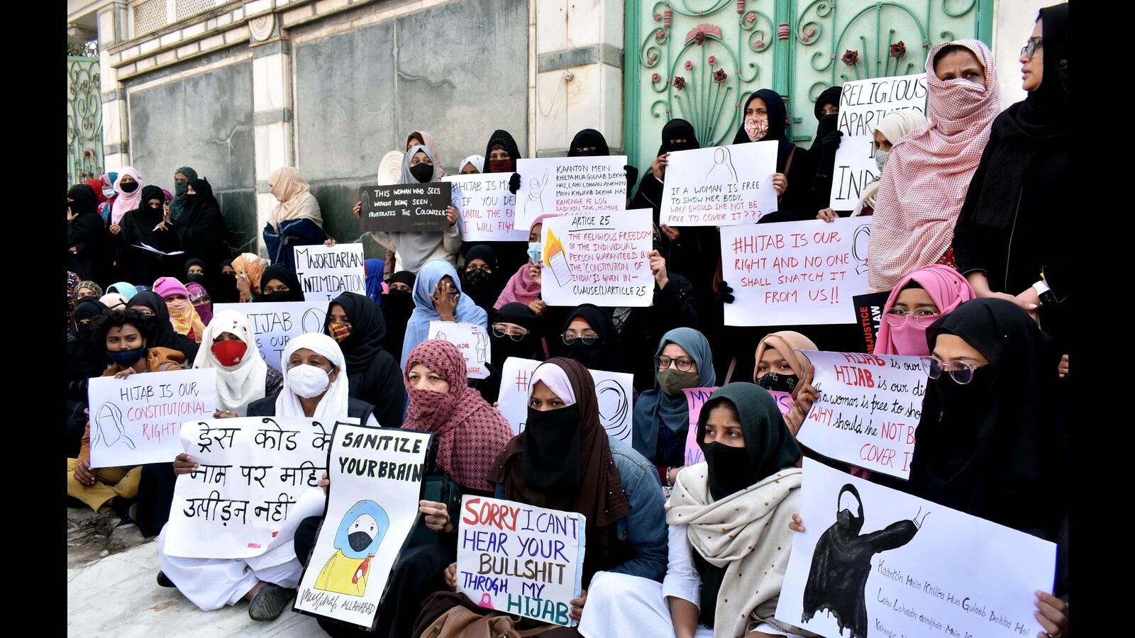 Muslim women in Prayagraj stage protest against restrictions on ‘hijab ...