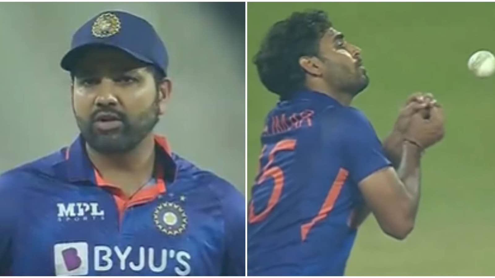 Watch: Rohit vents out frustration, kicks ball after Bhuvneshwar drops ...