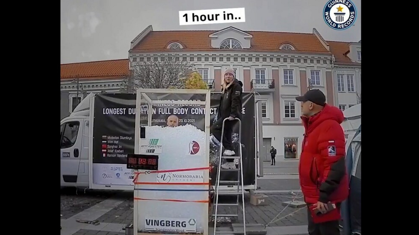 Man bags world record by sitting in ice filled box for over three hours ...