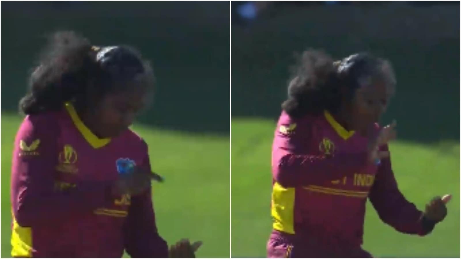 Watch: West Indies bowler mock-dials her seven-month-old son in ...