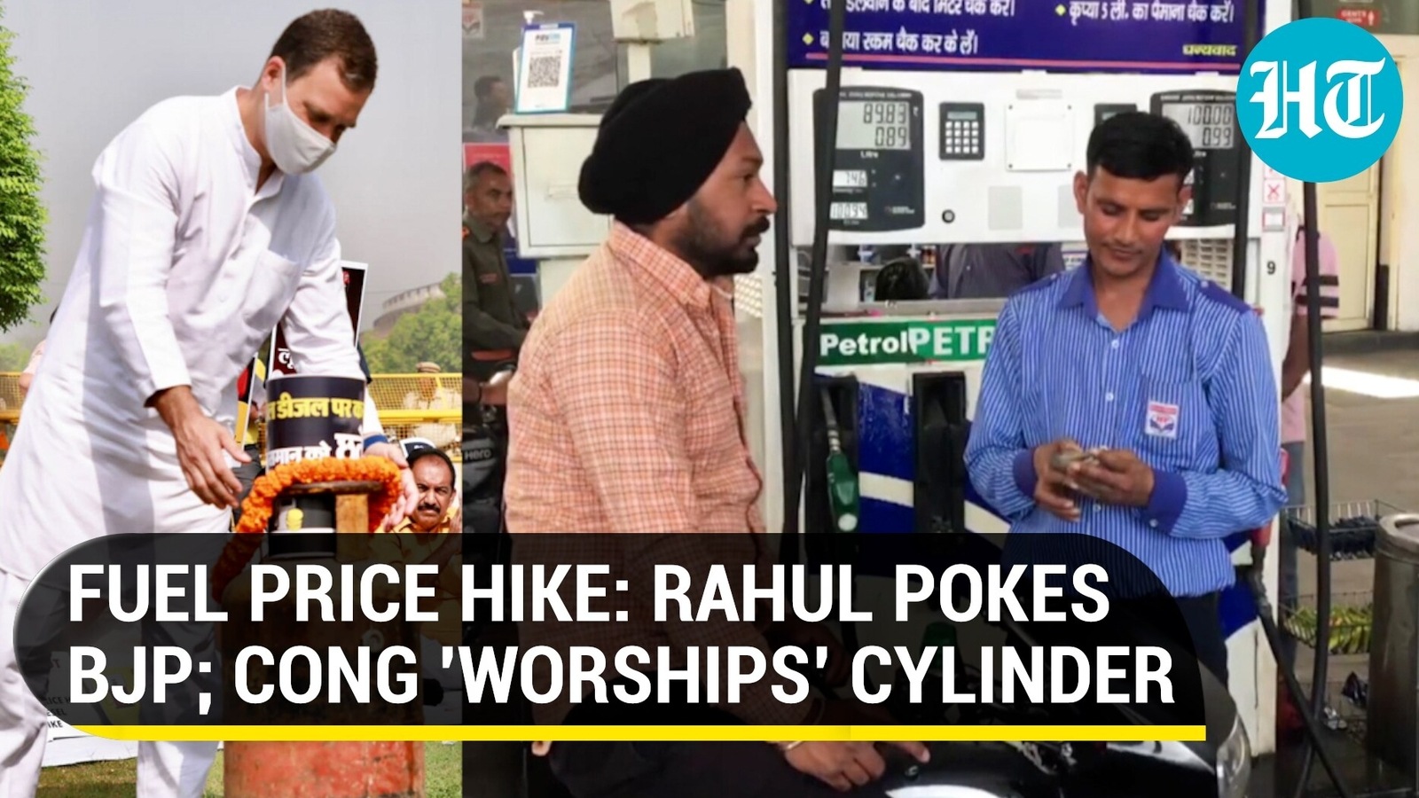 How Cong 'worshipped' cylinders at Rahul-led protest against fuel price ...