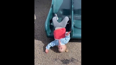 The way this little girl goes down a slide sums up everyone’s week ...