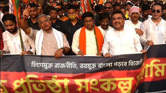 On 1 year of TMC govt 3.0; BJP takes out rally, hits out over Bengal violence | Kolkata ...