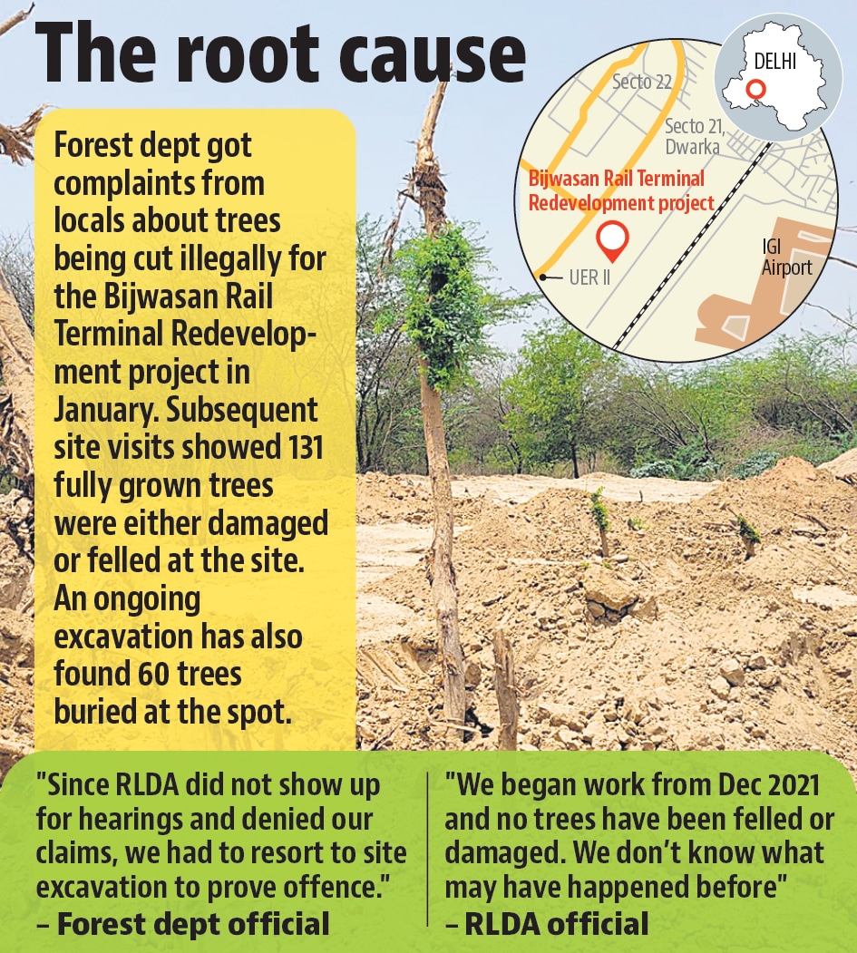 60 buried trees found during dig at rail body site in Dwarka: Delhi ...