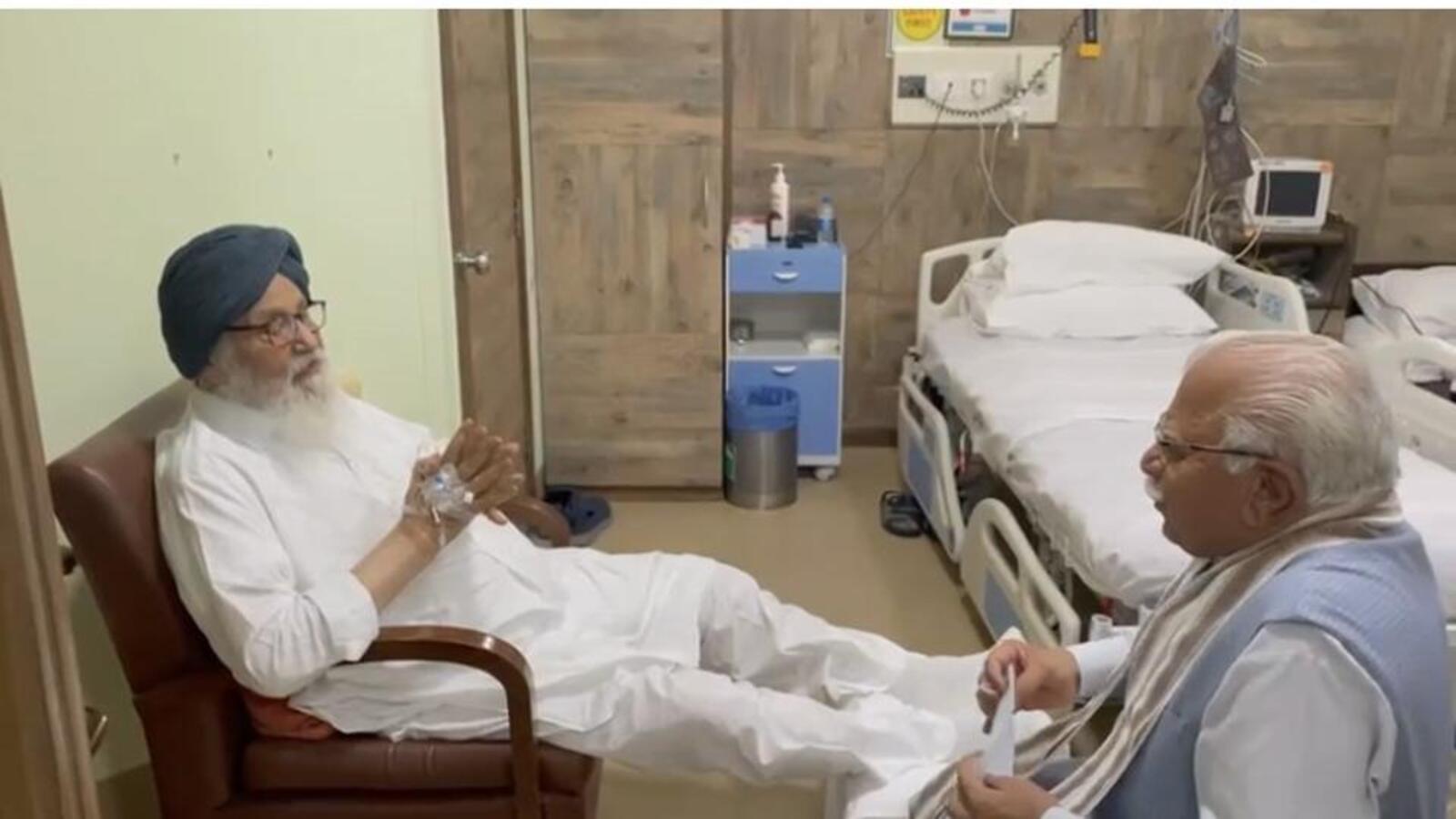 Khattar calls on five-time former Punjab CM Badal in hospital ...