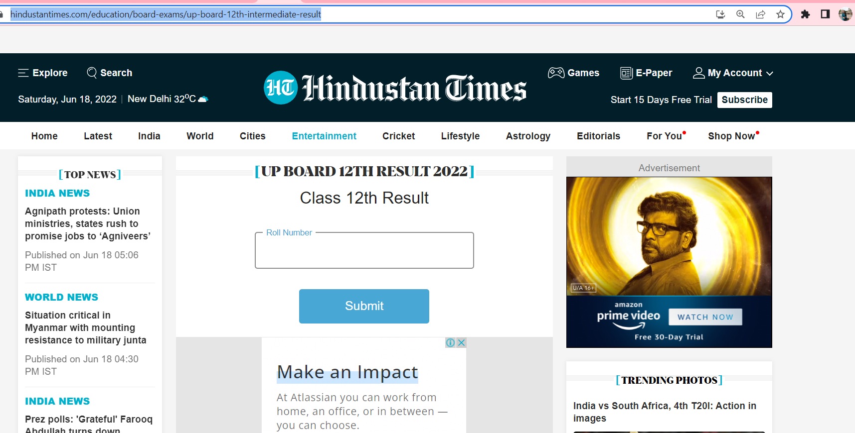 Up Board 12th 10th Results 2022 Live Inter Results Out 85 33 Pass