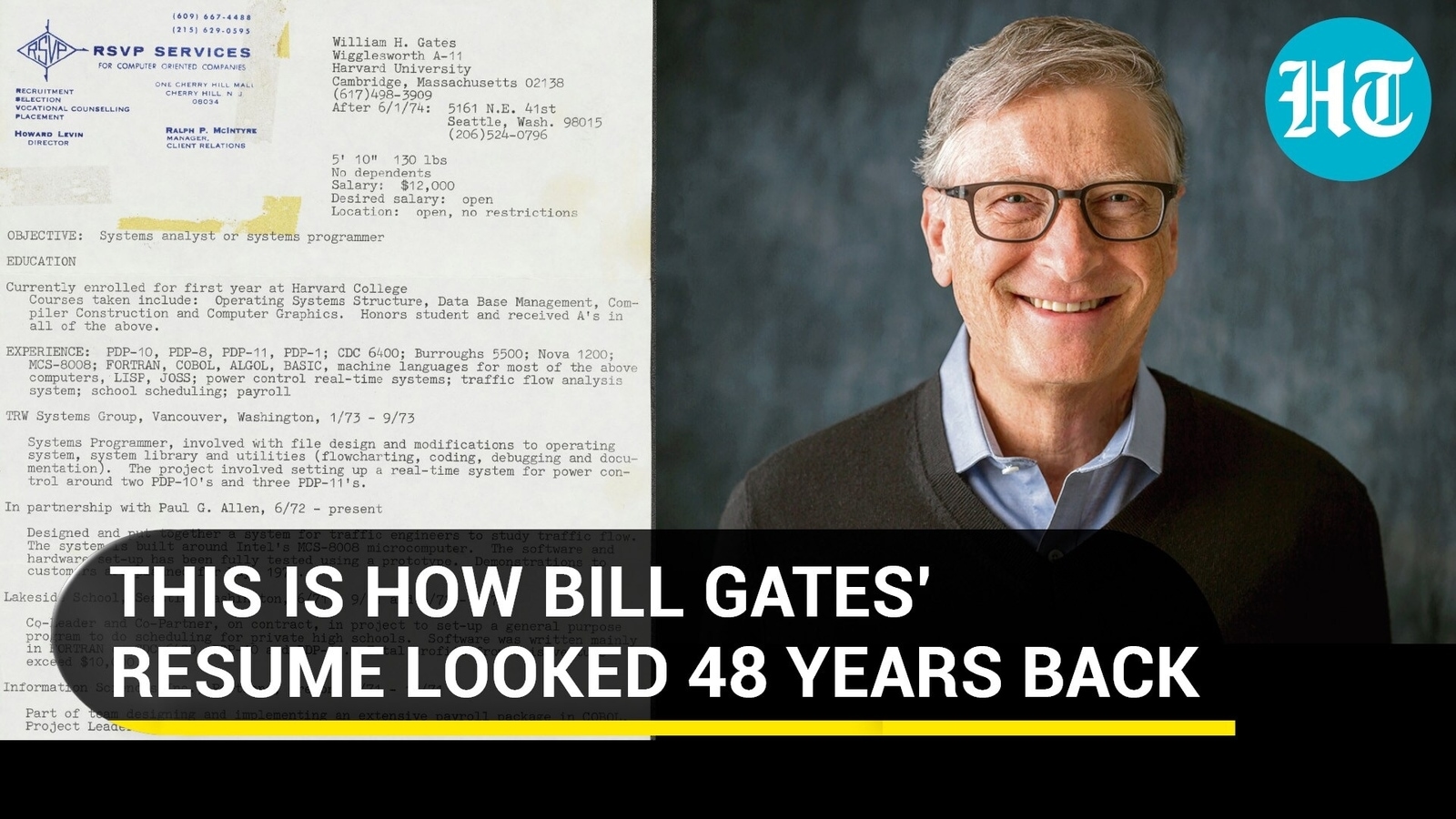 ‘Perfect’: How Bill Gates’ five decades old resume ‘inspired’ netizens ...