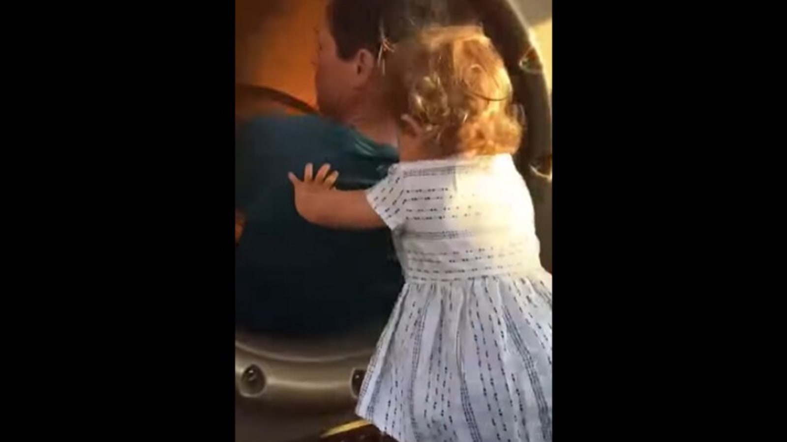 Independent baby girl pushes dad down slide, gives herself a push as ...