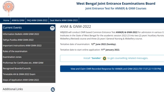 WBJEE ANM GNM 2022 OMR Response Sheet released on wbjeeb.nic.in ...