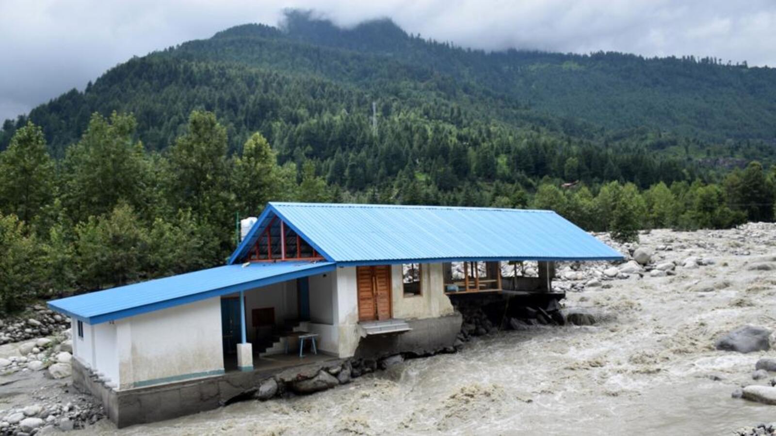 Wooden bridge washed away in Manali flash floods, property suffers ...