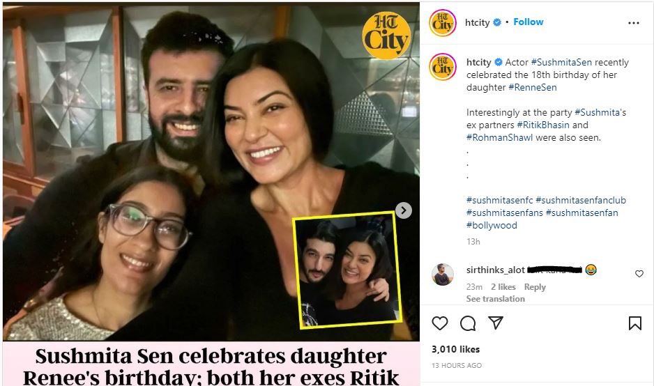Sushmita Sen celebrates Renee Sen's 23rd birthday with ex-boyfriends ...