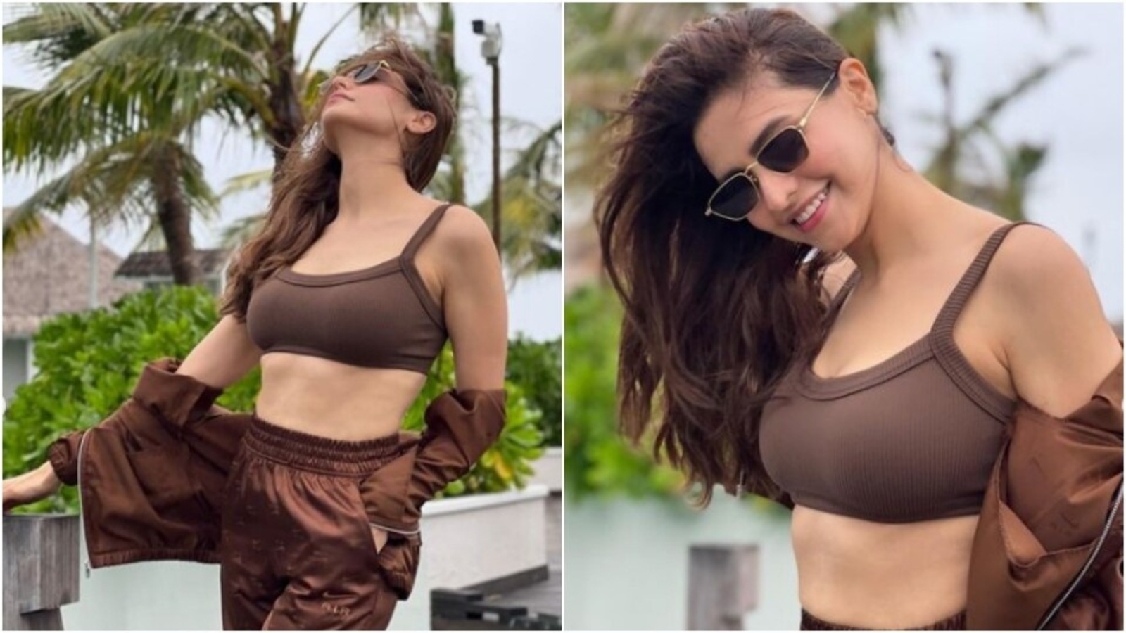 Aamna Sharif’s maroon co-ord set and messy hair combo is the perfect vacay goals | Hindustan Times