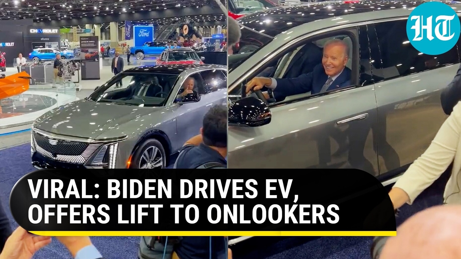 Biden offers lift while driving Cadillac EV at Detroit Auto Show ...