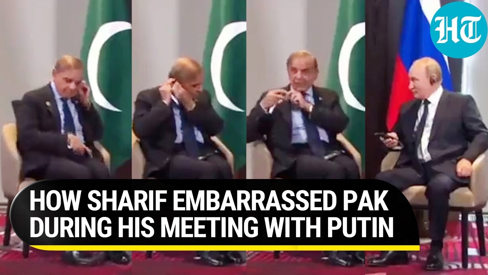 Putin laughs as Pak PM fails to put on earphone; Netizens troll Sharif ...