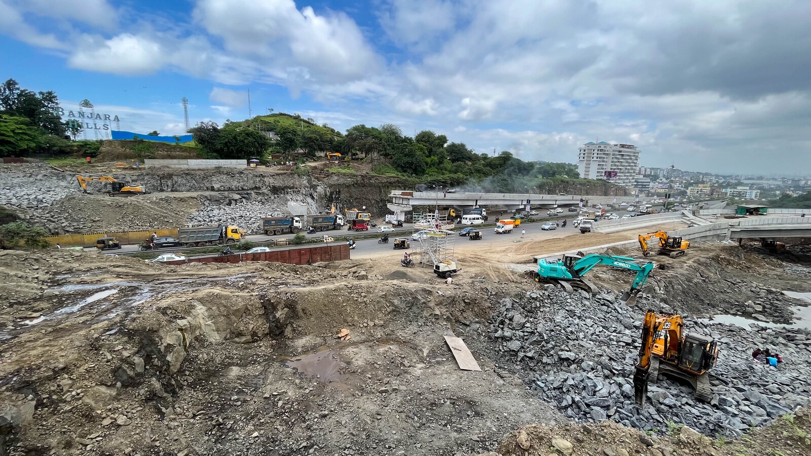 Pre-demolition blasting of side rocks done, drilling atop old bridge ...