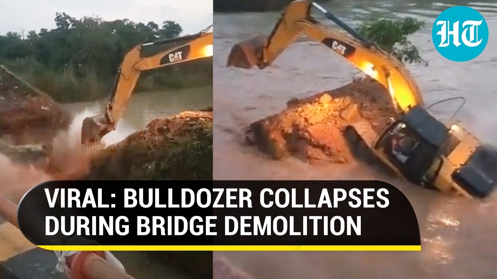 UP bulldozer action goes wrong as JCB falls into river during bridge ...