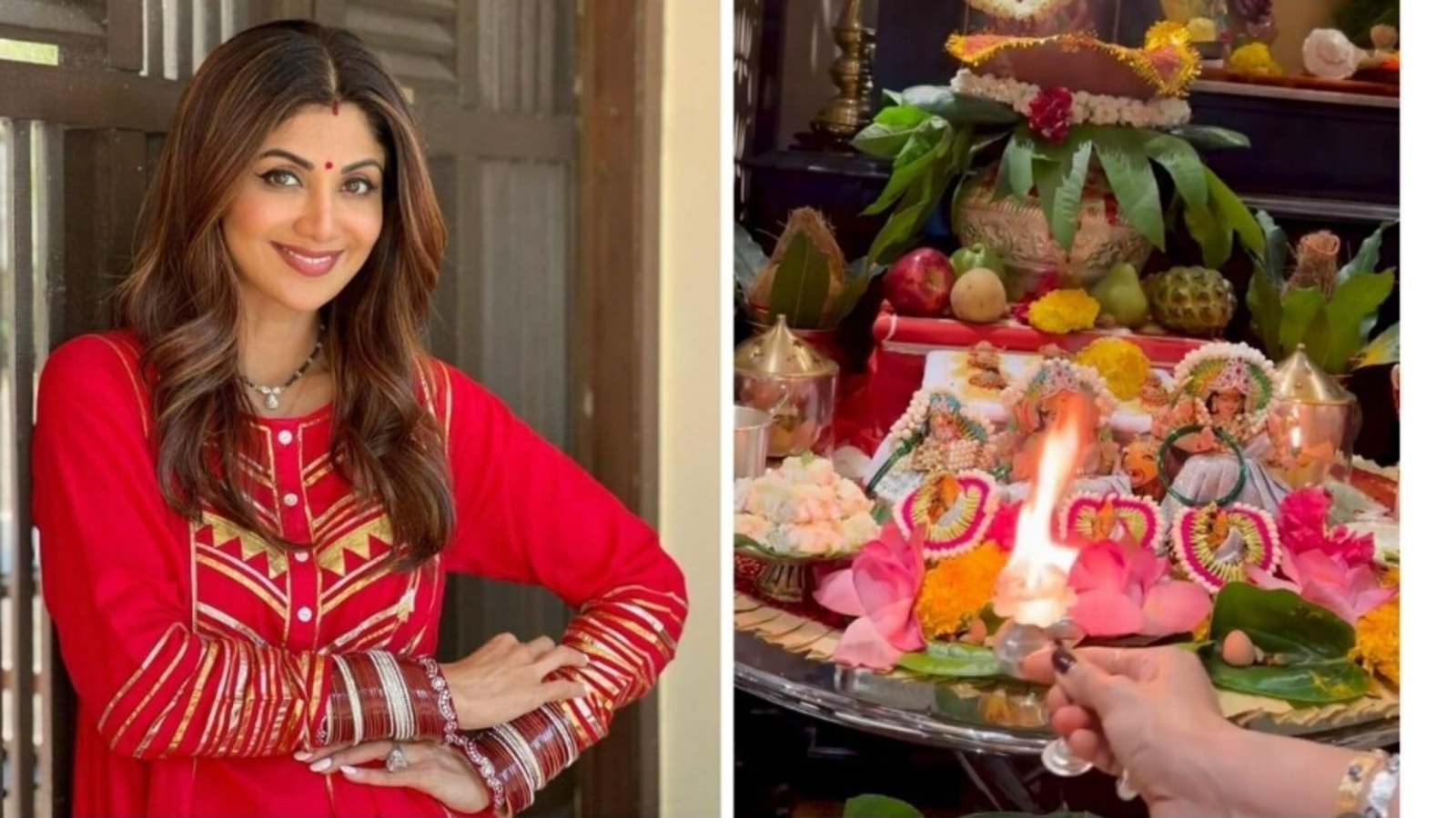 Shilpa Shetty performs pooja to mark beginning of Navratri and sets ...