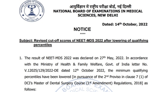 NEET MDS cut off released at natboard.edu.in, direct link here ...