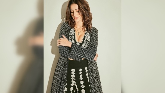 Ananya Panday Aces Festive Look In Black Manish Malhotra Sharara Set