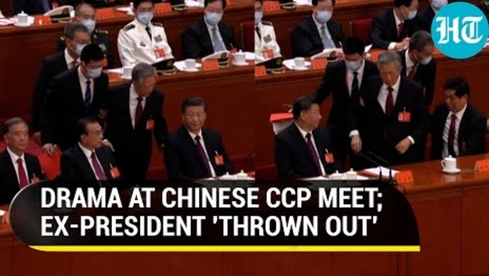 Xi Jinping watches as ex-Chinese president Hu Jintao is 'thrown out' of ...