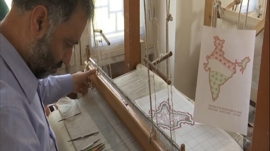 India's map is woven into a Kani shawl by artisans in Jammu and Kashmir ...