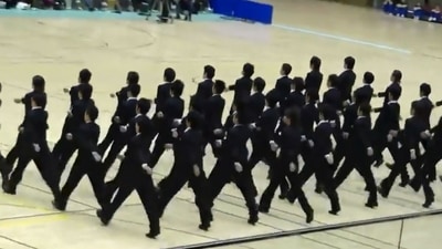 This video of Japanese students performing synchronized walks is ...