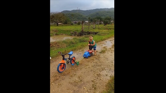 Toddler gives a ride to chicken on his toy truck. Viral video wins ...