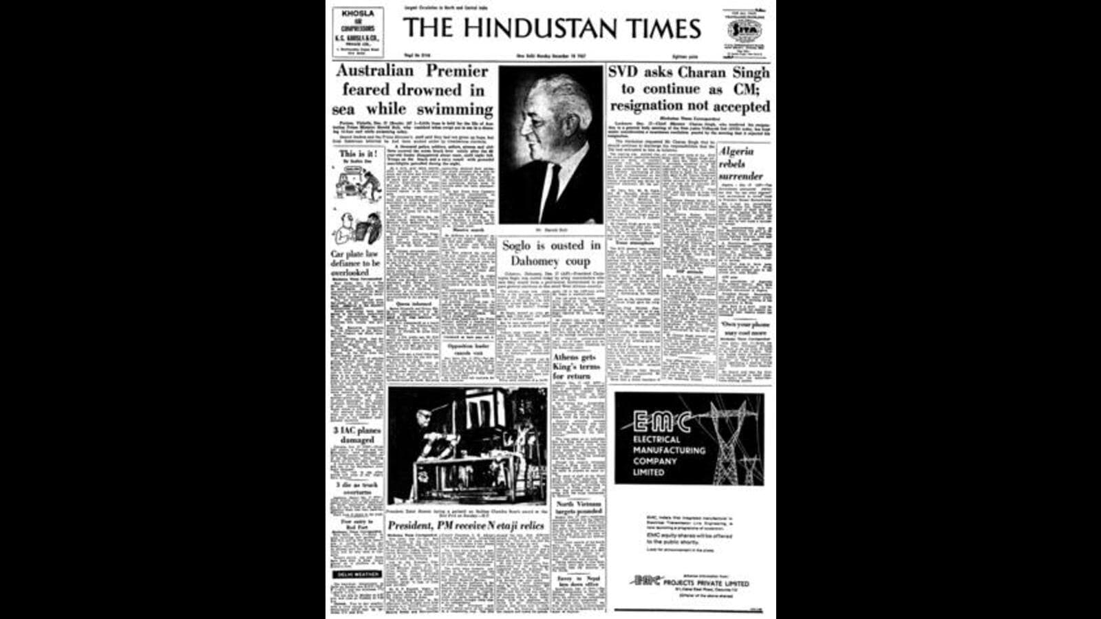 HT This Day: Dec 18, 1987 -- Australian Premier feared drowned in sea ...