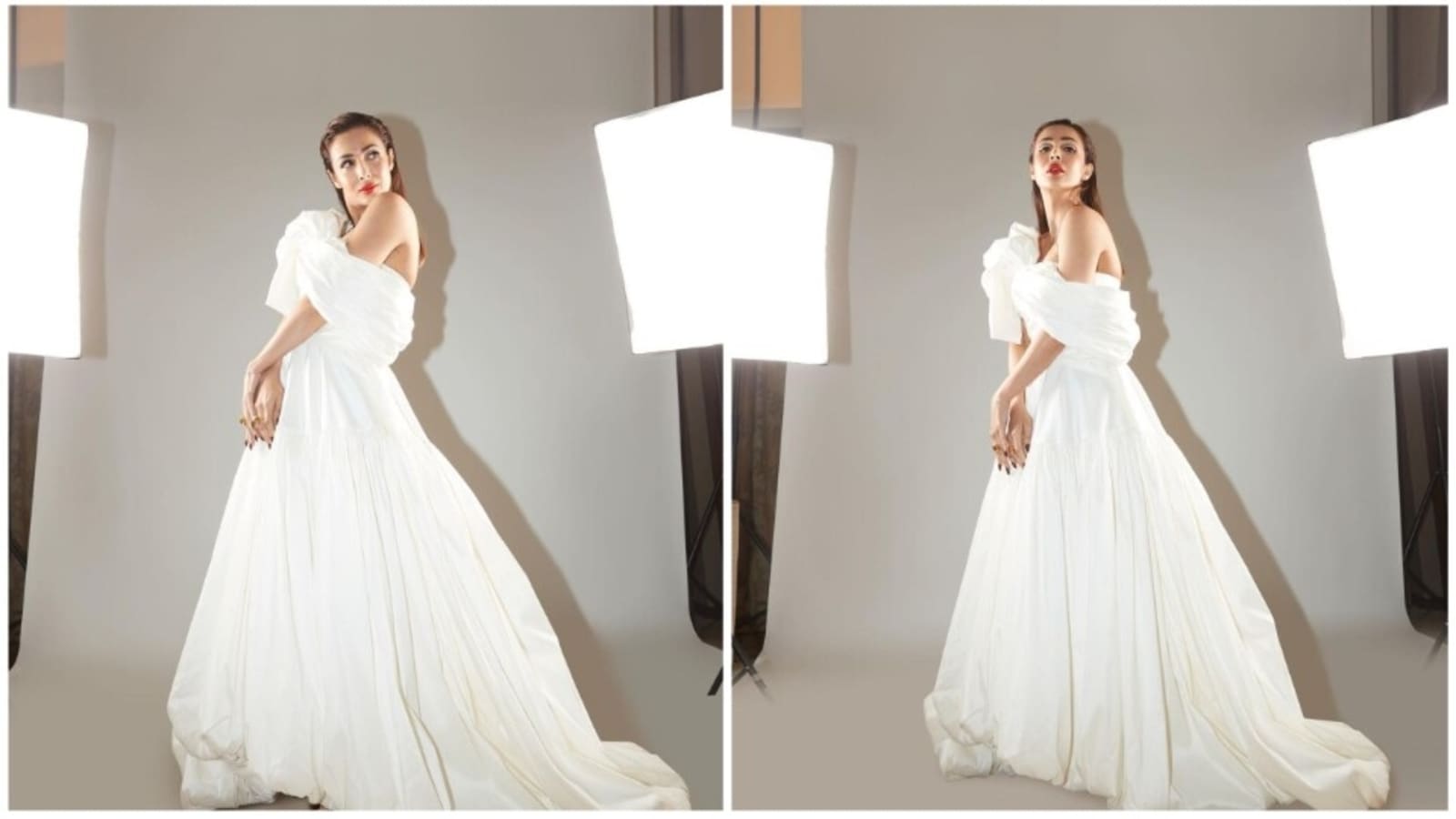 Malaika Arora is an enchantress in white dramatic sleeves gown ...