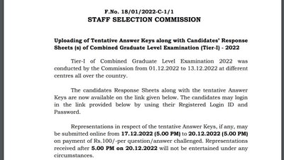 SSC CGL Tier 1 2022 answer key released at ssc.nic.in, direct link here ...