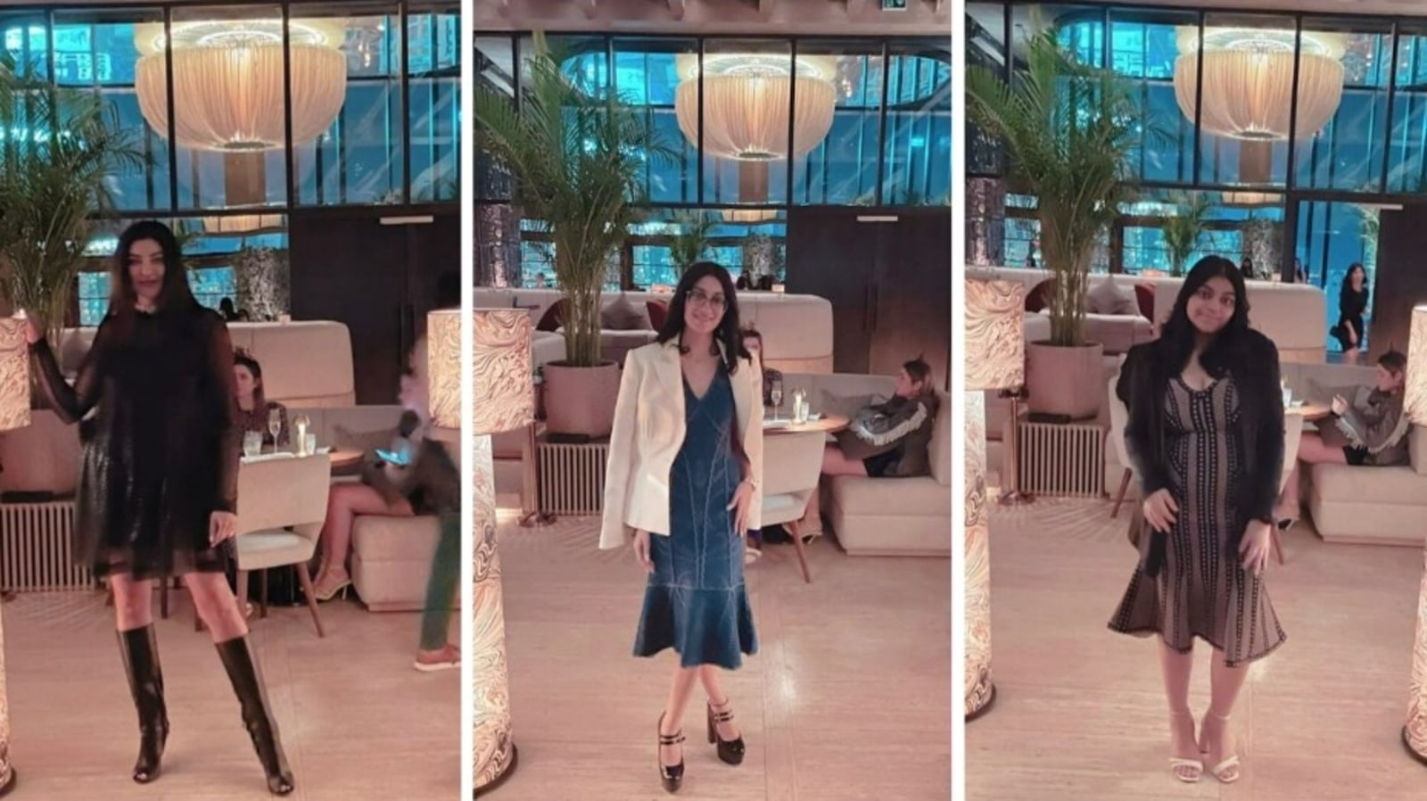 Sushmita Sen dazzles in little black dress, parties with daughters ...