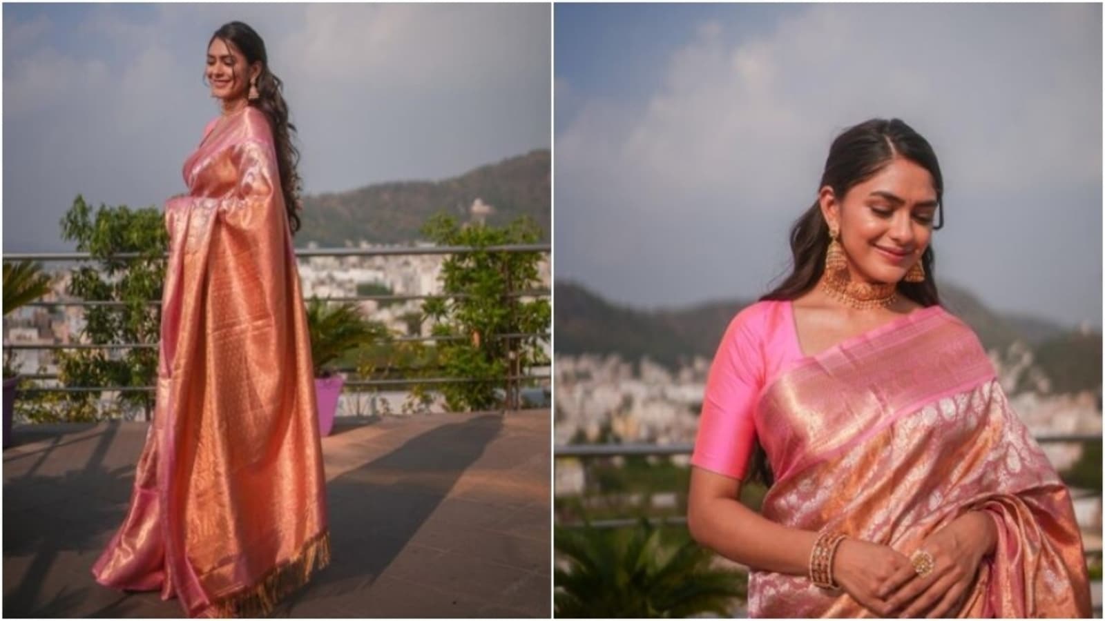 Mrunal Thakur, in a pink traditional silk saree, is the epitome of ...