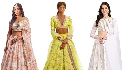 5 stylish crop top lehengas to flaunt your toned midriff | HT Shop Now