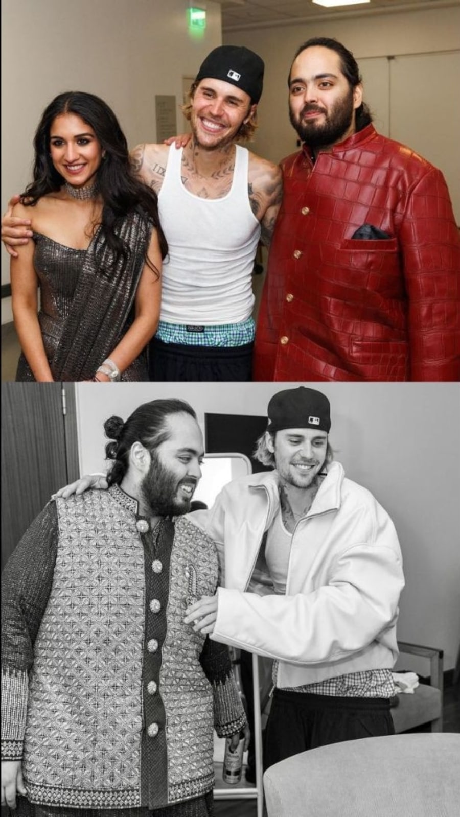 Justin Bieber's gleeful moments with Anant Ambani, Radhika Merchant